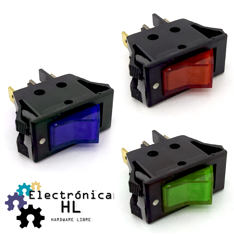 SWITCH BALANCIN CON PILOTO RECTANGULAR 3 PATAS 15A 125V AC – Electronica HL